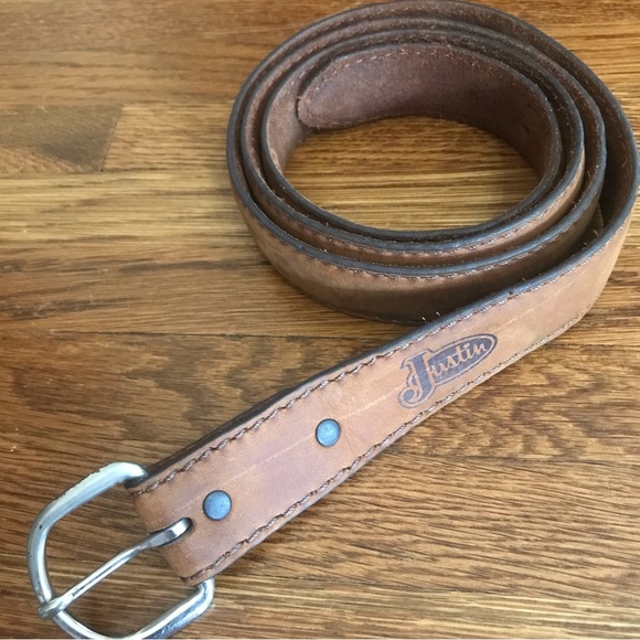 Justin Boots | Accessories | Justin Leather Belt Mens 48 Brown Classic ...